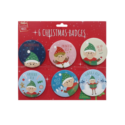 Christmas Elf Badges (Pack of 6) - Christmas Elves