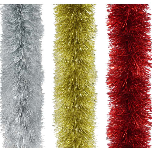 Super Deluxe Fine Cut Tinsel 11PLY/15cm (3 Colours) - 3m - Christmas Elves