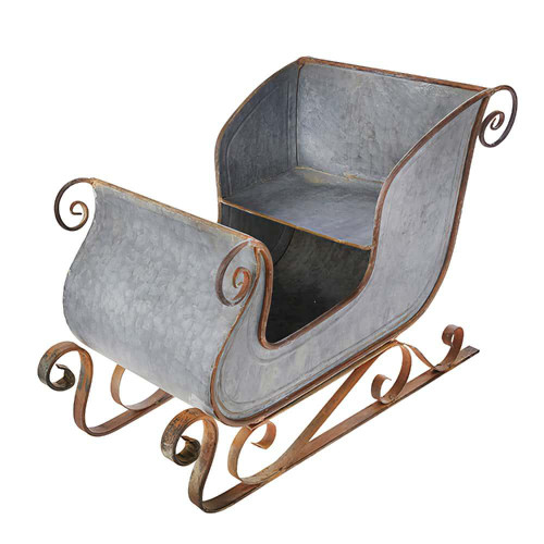 Galvanised Metal Sleigh - 70cm - Christmas Elves
