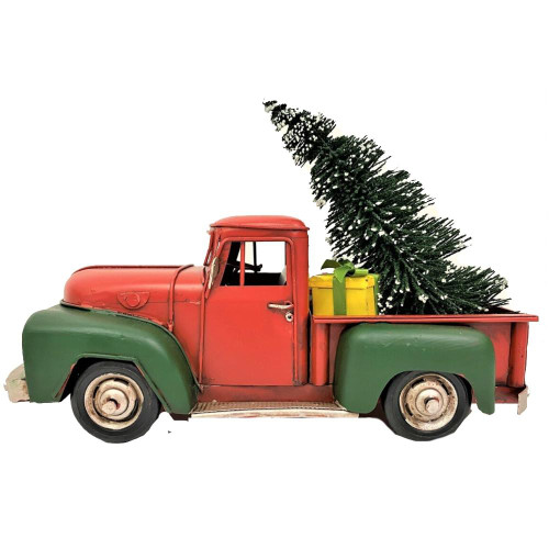 Red Green Rusty Christmas Ute - 35cm - Christmas Elves