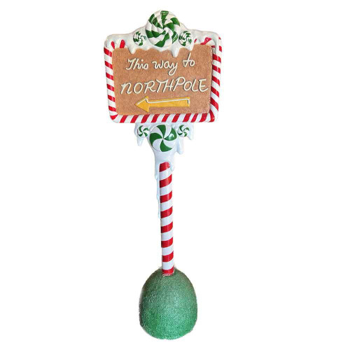 Candy North Pole Sign Post - 171cm - Christmas Elves