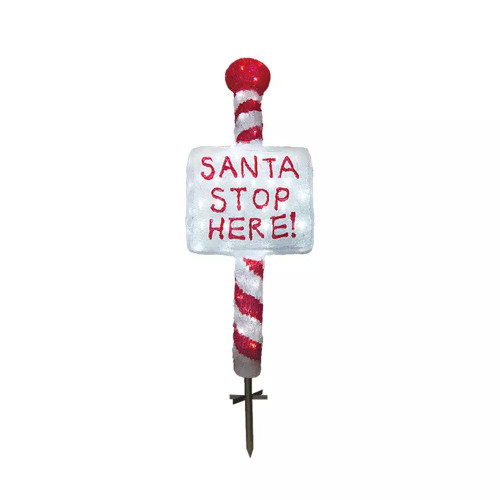 Acrylic Santa Stop Here Sign with Stack - 100cm - Christmas Elves