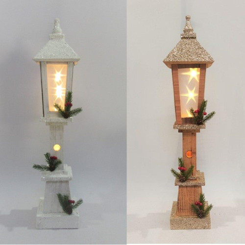 5 LED Wooden Light Up Street Lamp (2 Styles) - 60cm - Christmas Elves