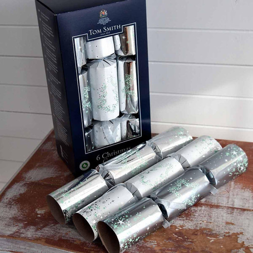 Silver White Cube Crackers (Pack of 6) - 30cm - Christmas Elves