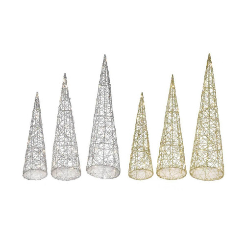 Glitter Light Up Wire Cone Tree (Set of 3, 2 Colours) - 60cm ...