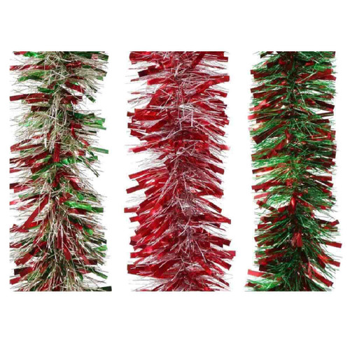 Metallic Embossed Mix Cut Tinsel (3 Colours) - 3m - Christmas Elves