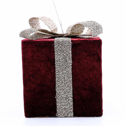 Red Hanging Gift Box - 12cm - Christmas Elves