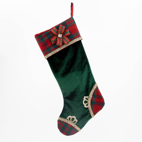 Red Green Gold Christmas Stocking - 54cm - Christmas Elves