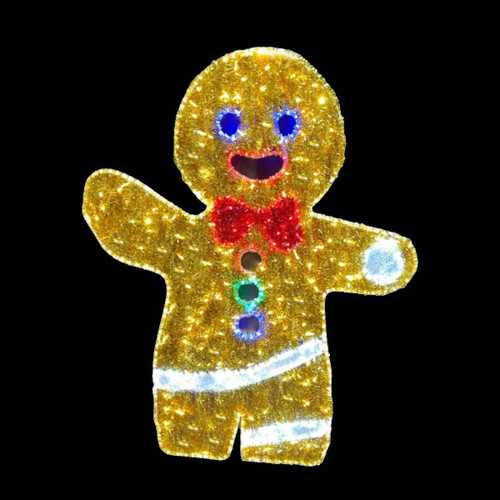 LED Tinsel Gingerbread Man Ropelight Motif - 90cm - Christmas Elves
