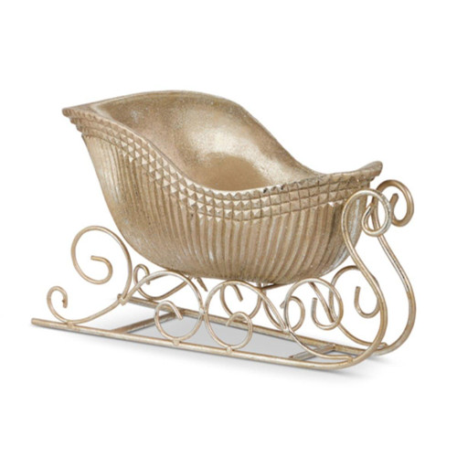 Champagne Gold Ribbed Sleigh - 20cm - Christmas Elves