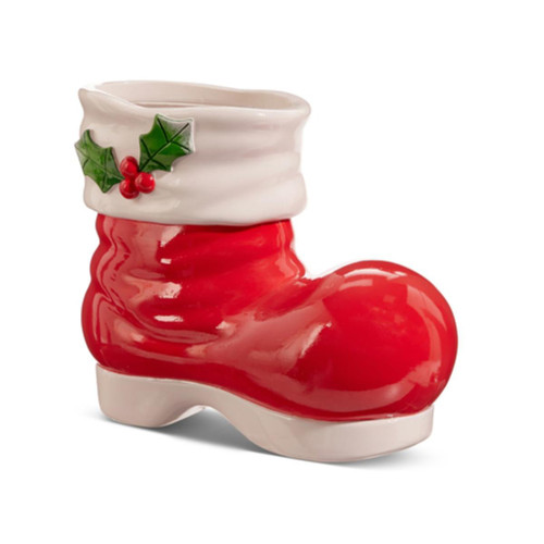 Red Santa Boot Vase - 20cm - Christmas Elves