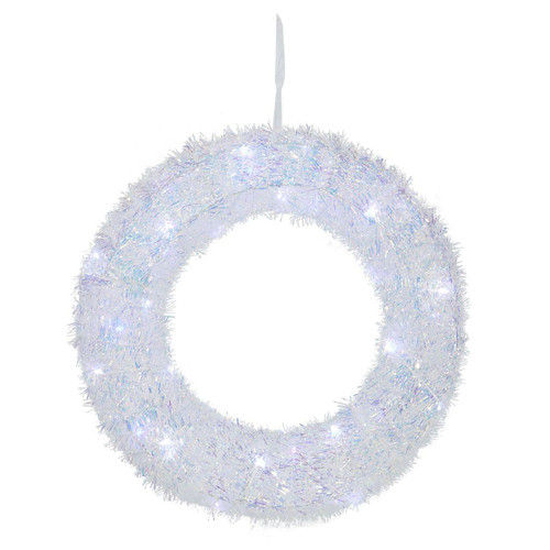 LED Tinsel Wreath Iridescent (Battery Operated) - 40cm - Christmas Elves