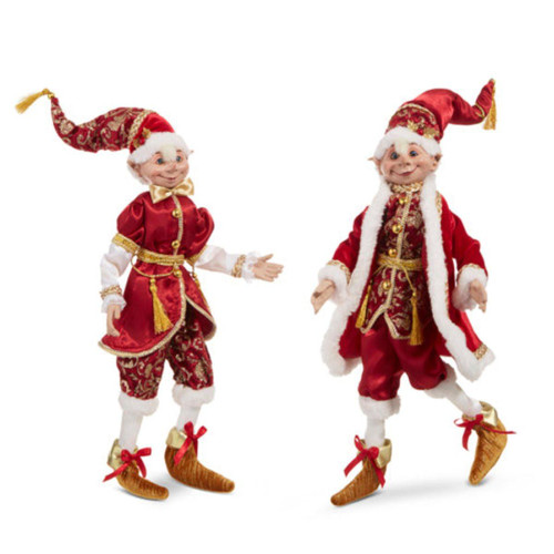 Red Satin Posable Elf (2 Styles) - 40cm - Christmas Elves