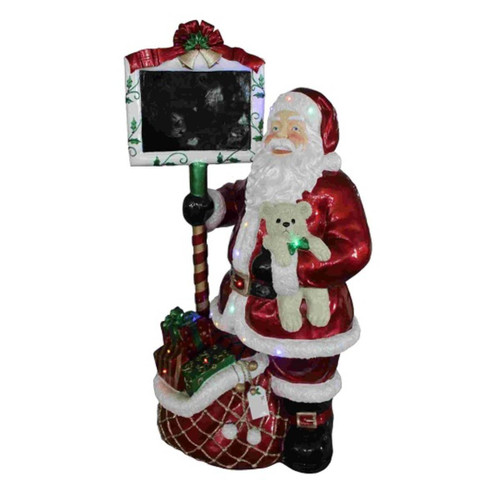 Santa with Chalkboard Sign LED Multicolour Lights Musical - 132cm ...