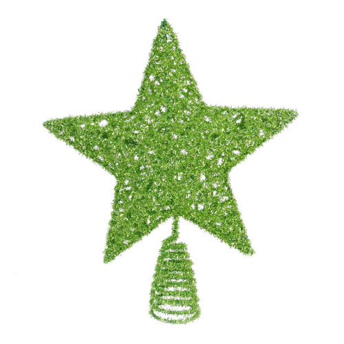 Mean Green Tinsel Star topper - 25cm - Christmas Elves