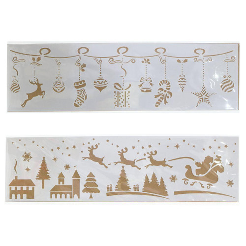 Snow Spray Stencil (2 Designs) - 50cm - Christmas Elves