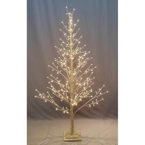 270 Led Warm White Paper Tree Champagne Glitter 180cm Christmas Elves
