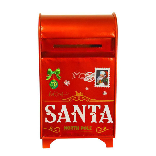Red Metal Santa Mailbox - 62cm - Christmas Elves