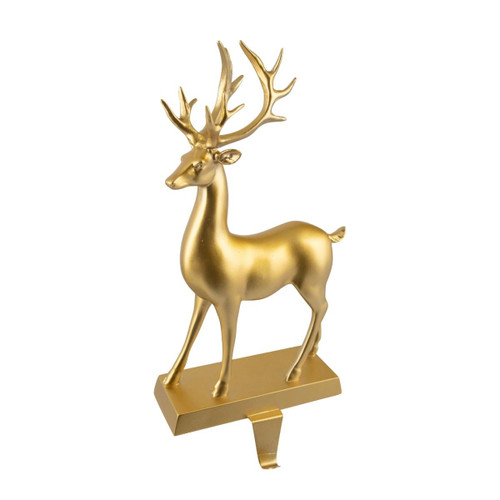 Gold Standing Reindeer Stocking Holder - 36cm - Christmas Elves