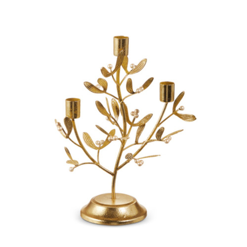 Gold Mistletoe Candelabra - 30cm - Christmas Elves