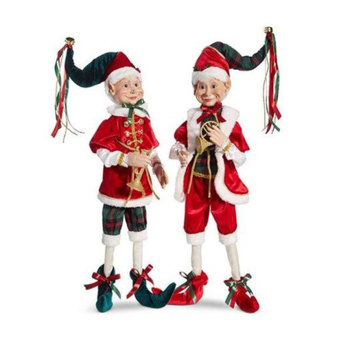 Plaid Red and Green Posable Elf (2 Styles) - 76cm - Christmas Elves