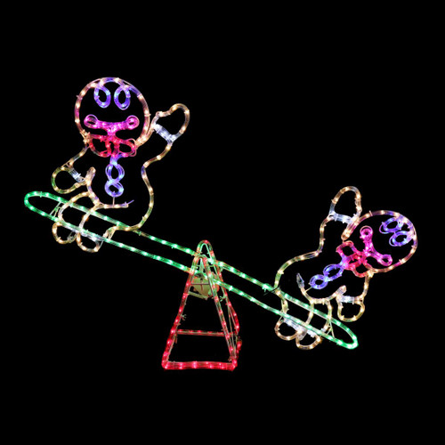 LED Ropelight Gingerbread Man Seesaw - 110cm - Christmas Elves