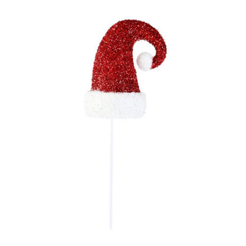 Tinsel Santa Hat Pick - 70cm - Christmas Elves