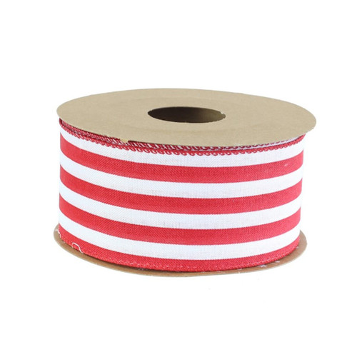 Candycane Red White Stripe Ribbon - 63mm x 10m - Christmas Elves
