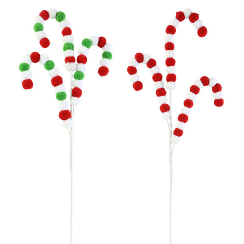 Candy Cane Pom Pom Pick (2 Colours) - 54cm