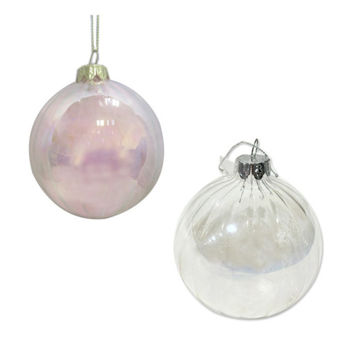 Pearlised Glass Bauble (2 Styles) - 80mm