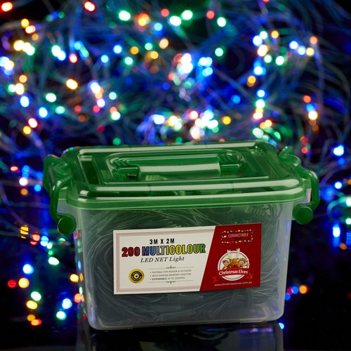 3m x 2m Multi Colour Net Light with Green Wire