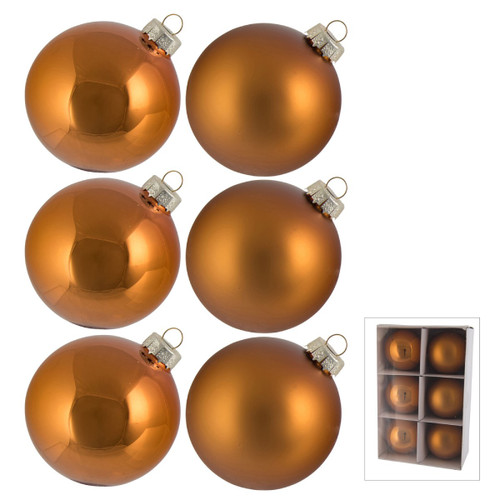 Copper Bauble Set (Pack of 6) - 8cm