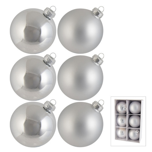 Silver Bauble Set (Pack of 6) - 8cm