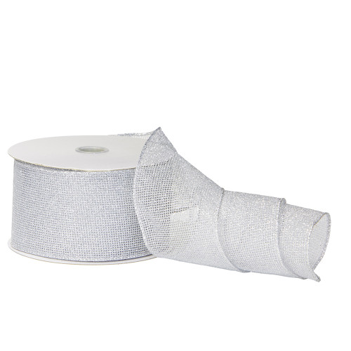Glittered Silver Mesh Ribbon - 10m