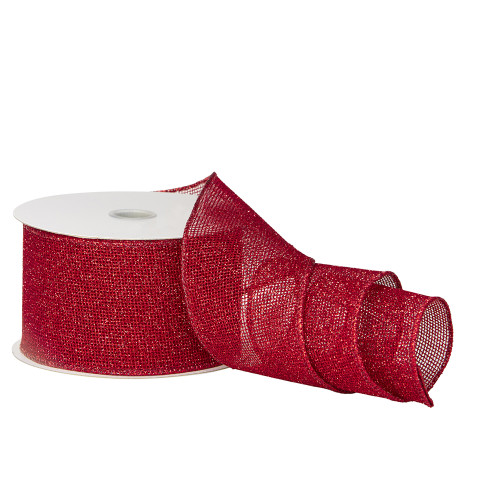 Glittered Red Mesh Ribbon - 10m