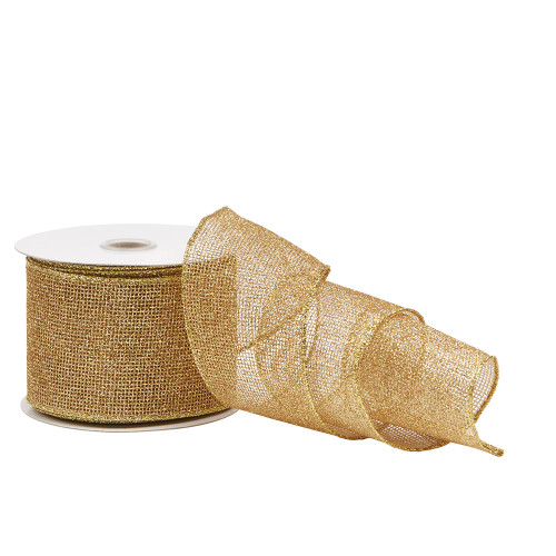 Gold Glittered Mesh Ribbon - 10m