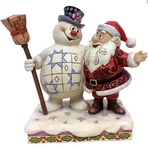Frosty and Santa Hugging Figurine - 18cm - Christmas Elves
