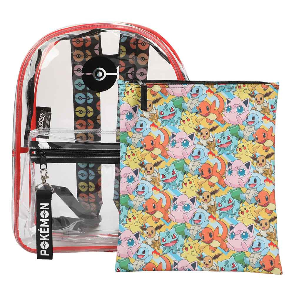 POKEMON CLEAR VINYL BACKPACK & AOP UTILITY CASE (#438398252488) - LEVEL ...