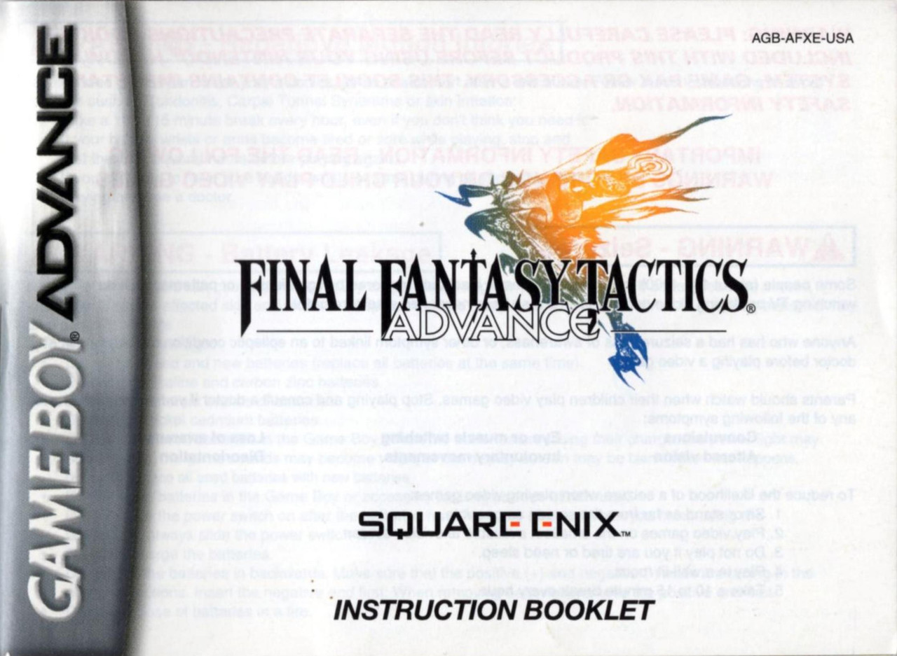 *USED* GBA FINAL FANTASY TACTICS ADVANCE (MANUAL ONLY) (#404939940787 ...