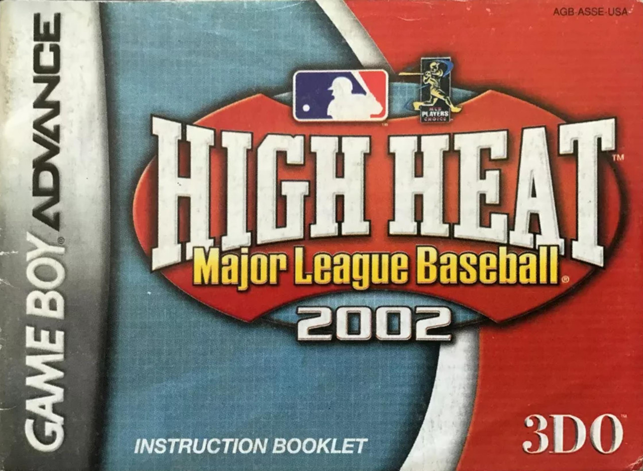*USED* GBA HIGH HEAT MAJOR LEAGUE BASEBALL 2002 (MANUAL ONLY ...
