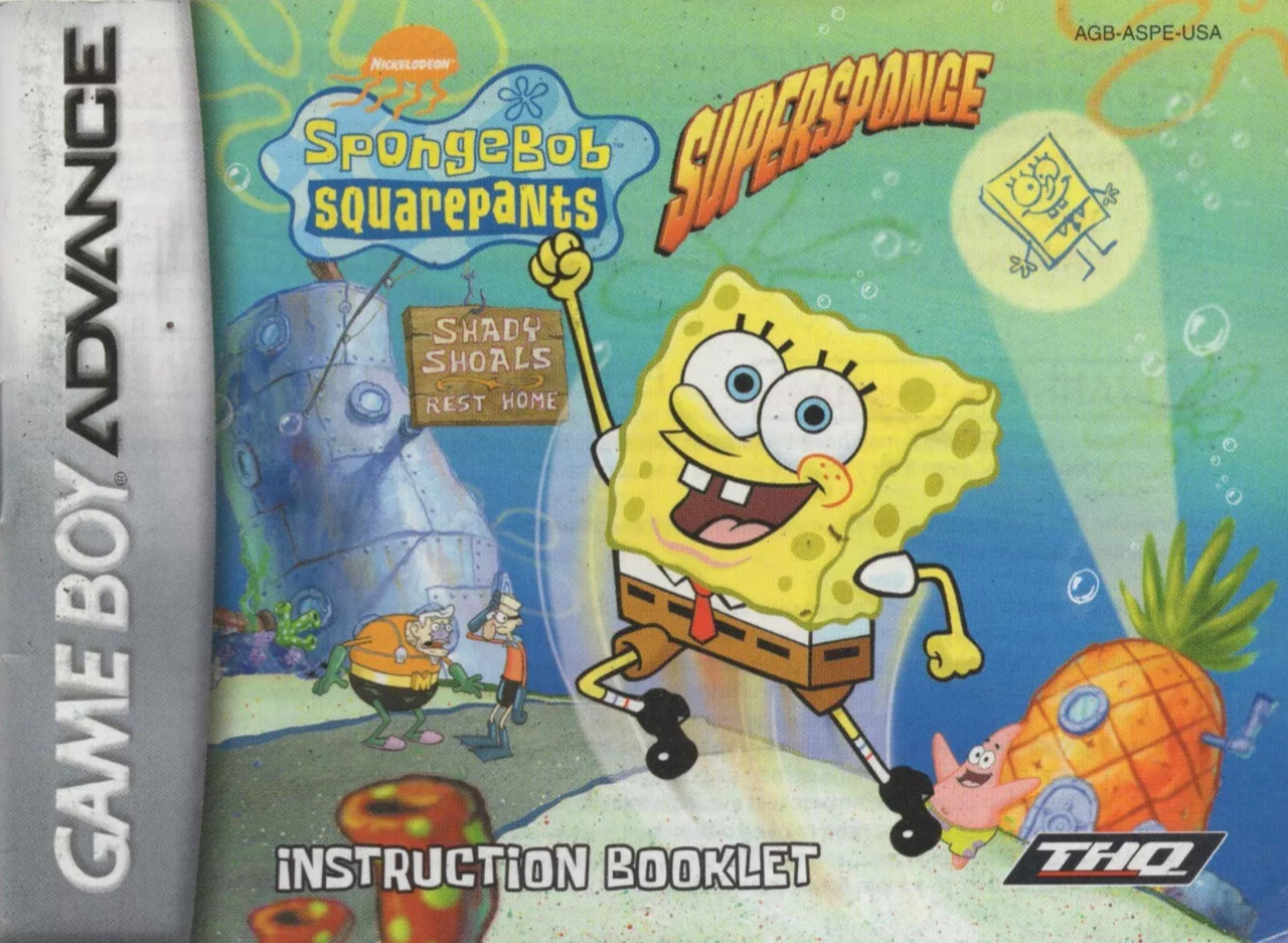 *USED* GBA SPONGEBOB SQUAREPANTS SUPERSPONGE (MANUAL ONLY ...