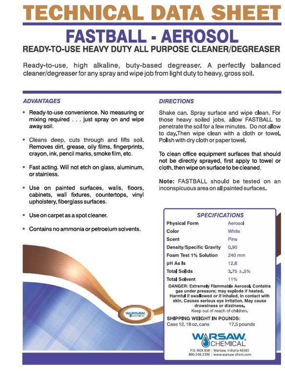 Fastball Aerosol Foaming Cleaner / Degreaser