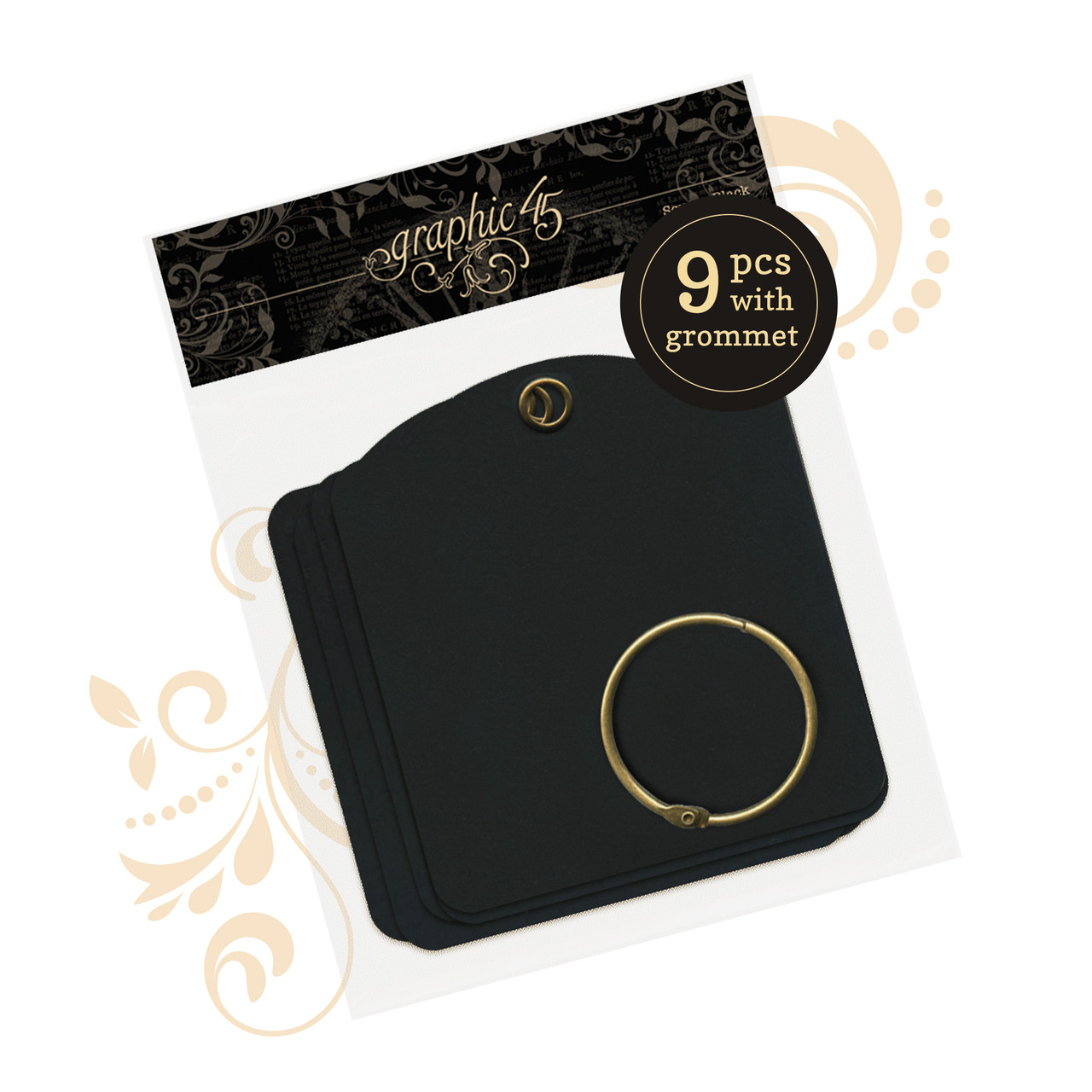 Graphic 45 Staples Square Tags-Black (4501283) - The Rubber Buggy