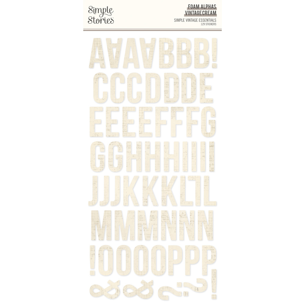 Simple Stories - Simple Vintage Essentials Alphas Foam Stickers Cream ...