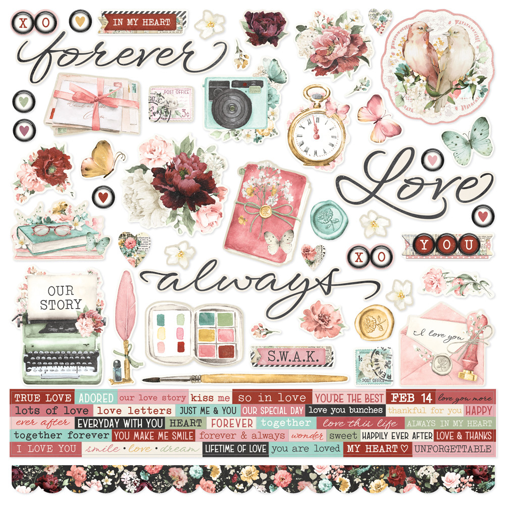 Simple Stories - Simple Vintage Love Story - 12x12 Cardstock Sticker ...
