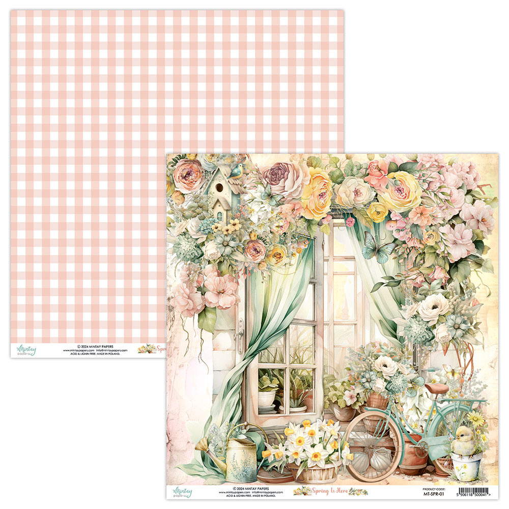 Mintay Papers - Spring Is Here - 12x12 Scrapbook Paper 01 (MT-SPR-01 ...