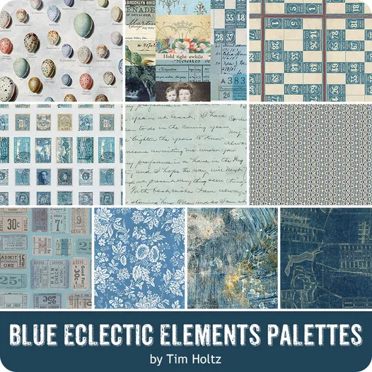 Tim Holtz Palette Blue Collection - 10 pcs Fat Quarter - She Shack Shop