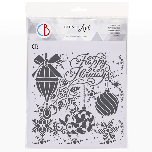 Ciao Bella - 8x8 Stencil - Happy Holidays (MS8-027) The Rubber Buggy