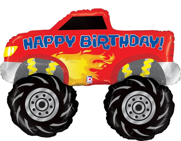 34" Monster Truck Happy Birthday foil mylar balloon #35141 Betallic