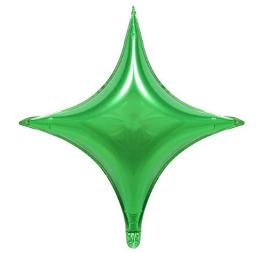 26"B 4 Point Star Green Foil Balloon flat (10 count)